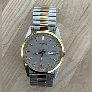 Pulsar | Accessories | Pulsar Mens Watch Two Tone Stretch Bracelet Gray ...